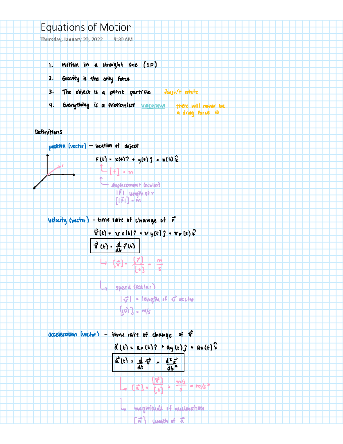 Equations of Motion - PHY 1420 - ƋƵĂƚŝŽŶƐ ŽĨ DŽƚŝŽŶ dŚƵƌƐĚĂLJ͕ :ĂŶƵĂƌLJ ...