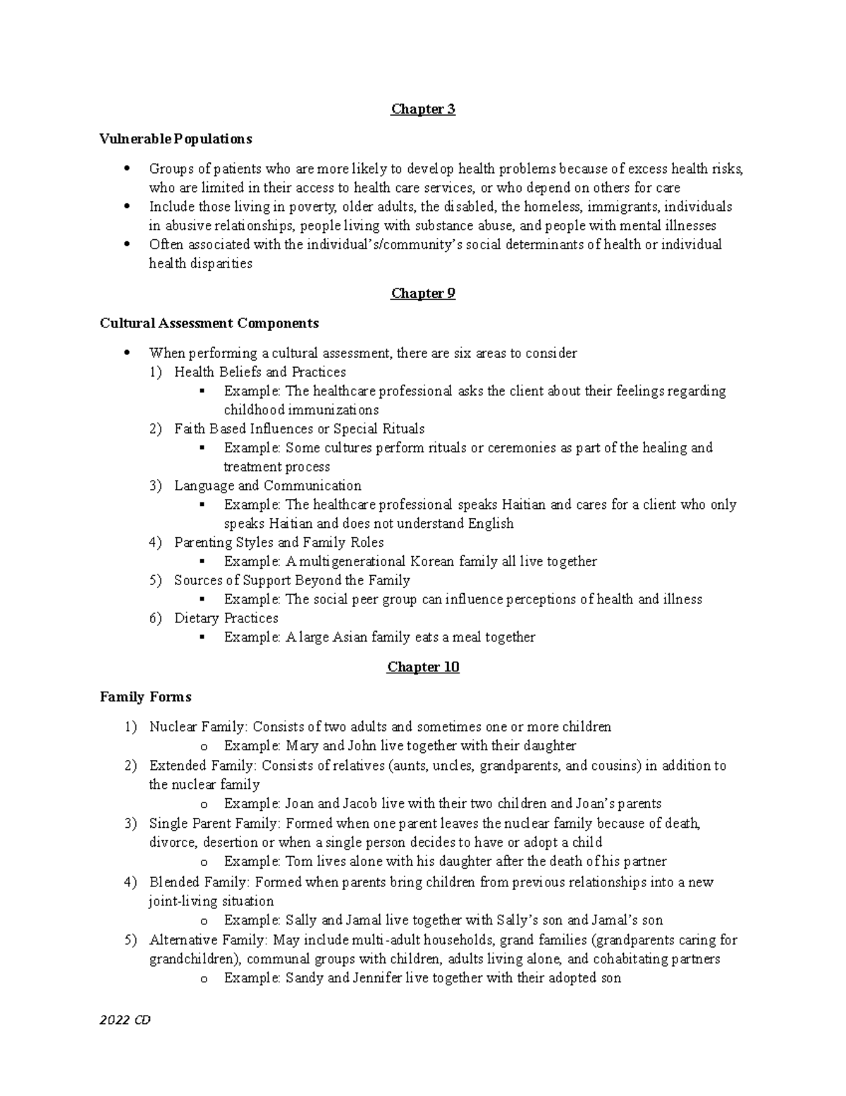 Quiz 3 Study Guide - quiz 3 - Chapter 3 Vulnerable Populations Groups ...