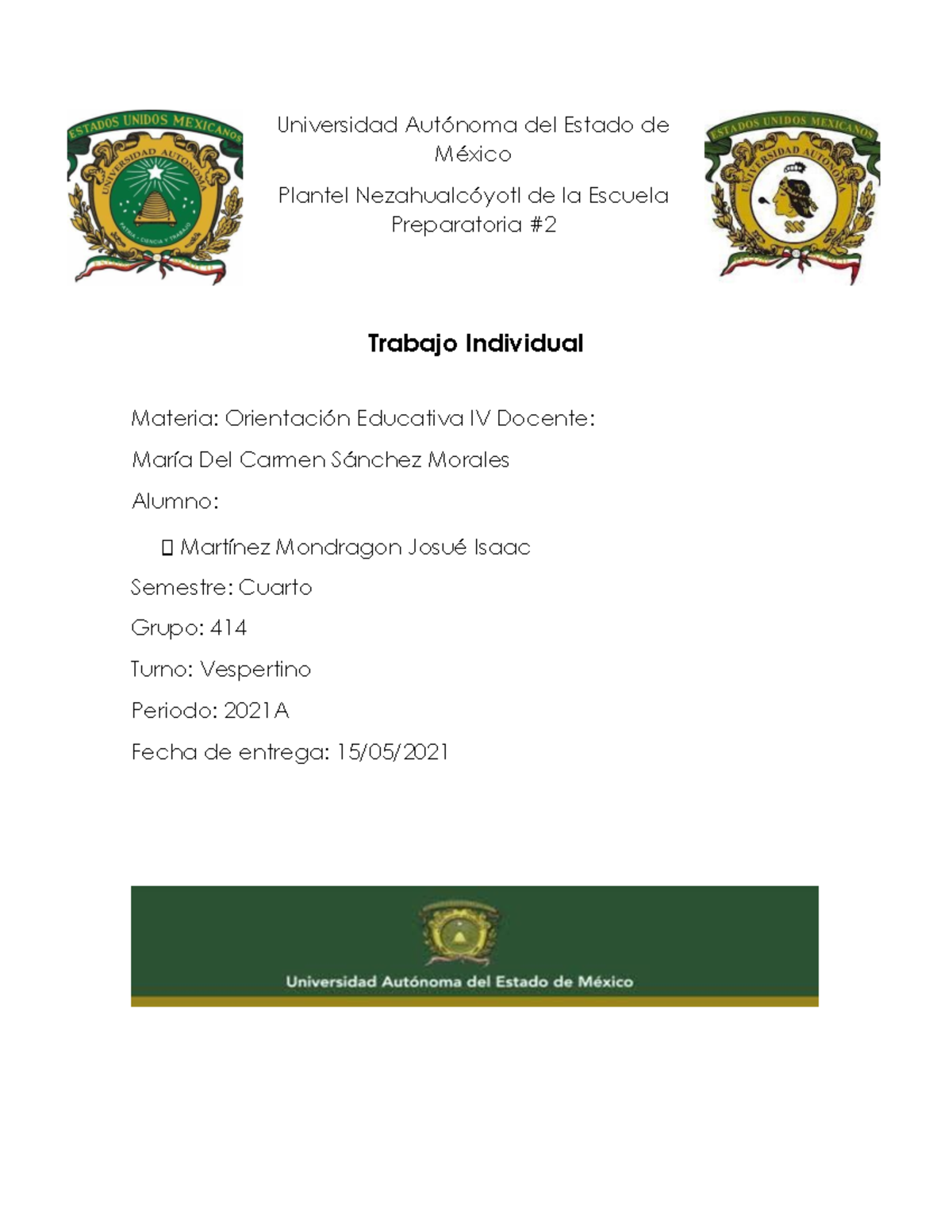 Proyecto integrador modulo IV - Universidad Autónoma del Estado de ...