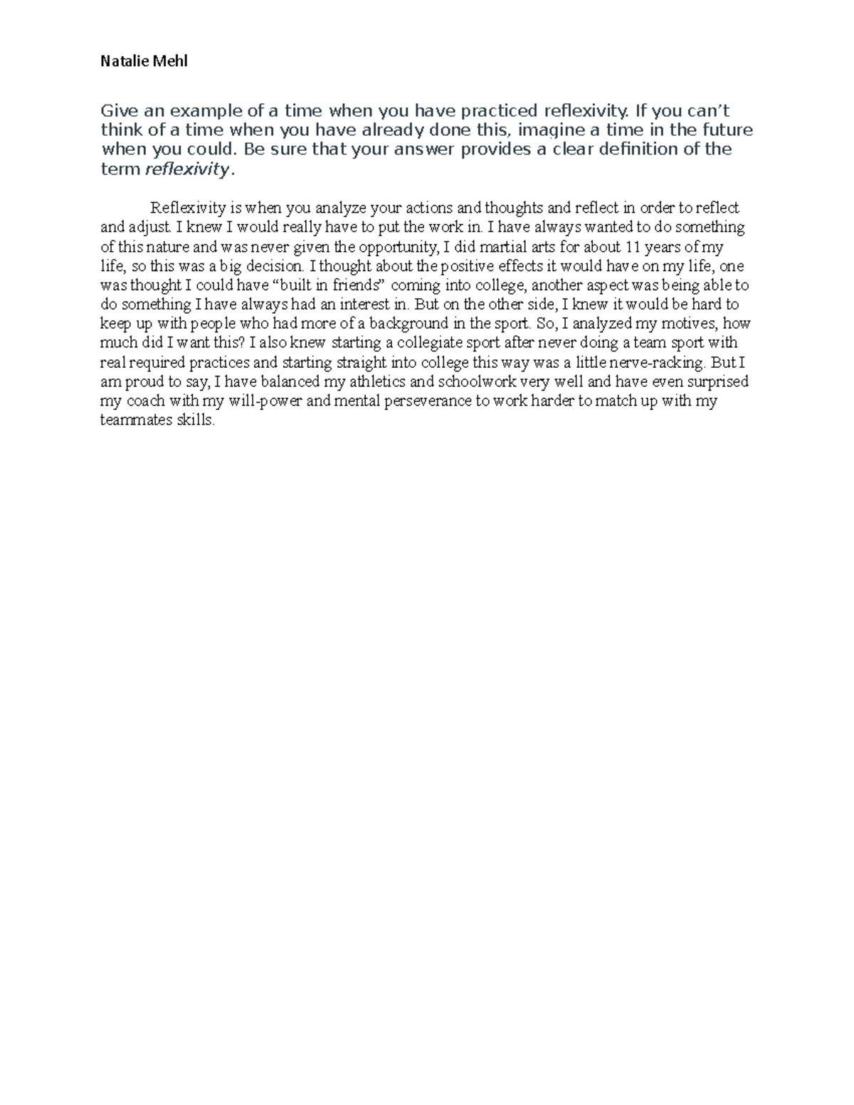 Sociology module 3 - daily questions - Natalie Mehl Give an example of ...