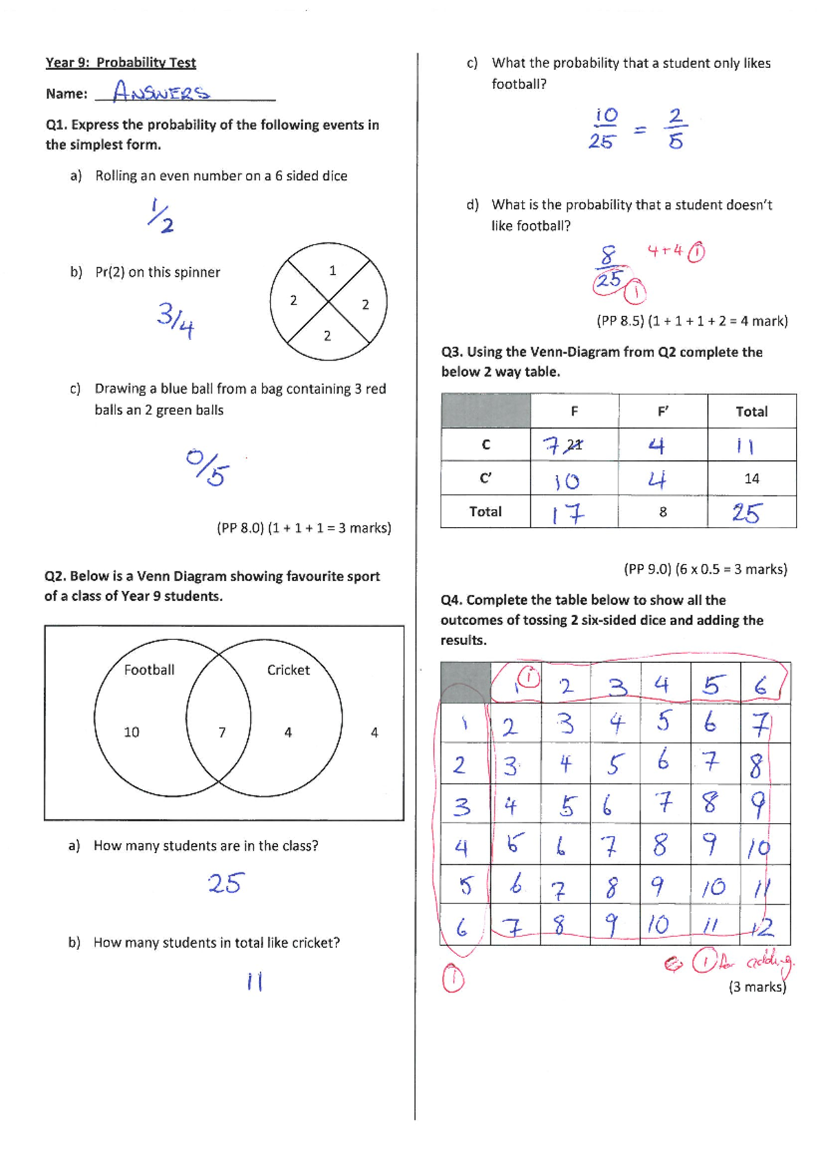 Probability Practice Test Solutions - Studocu