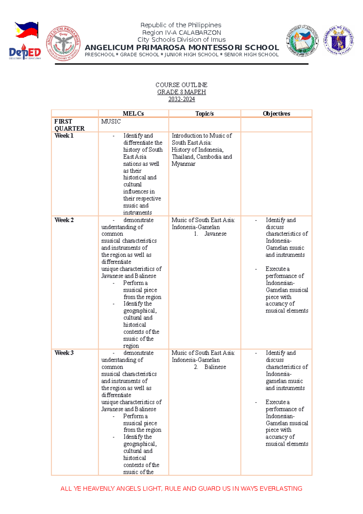 Grade 8 Course Outline - Region IV-A CALABARZON City Schools Division ...