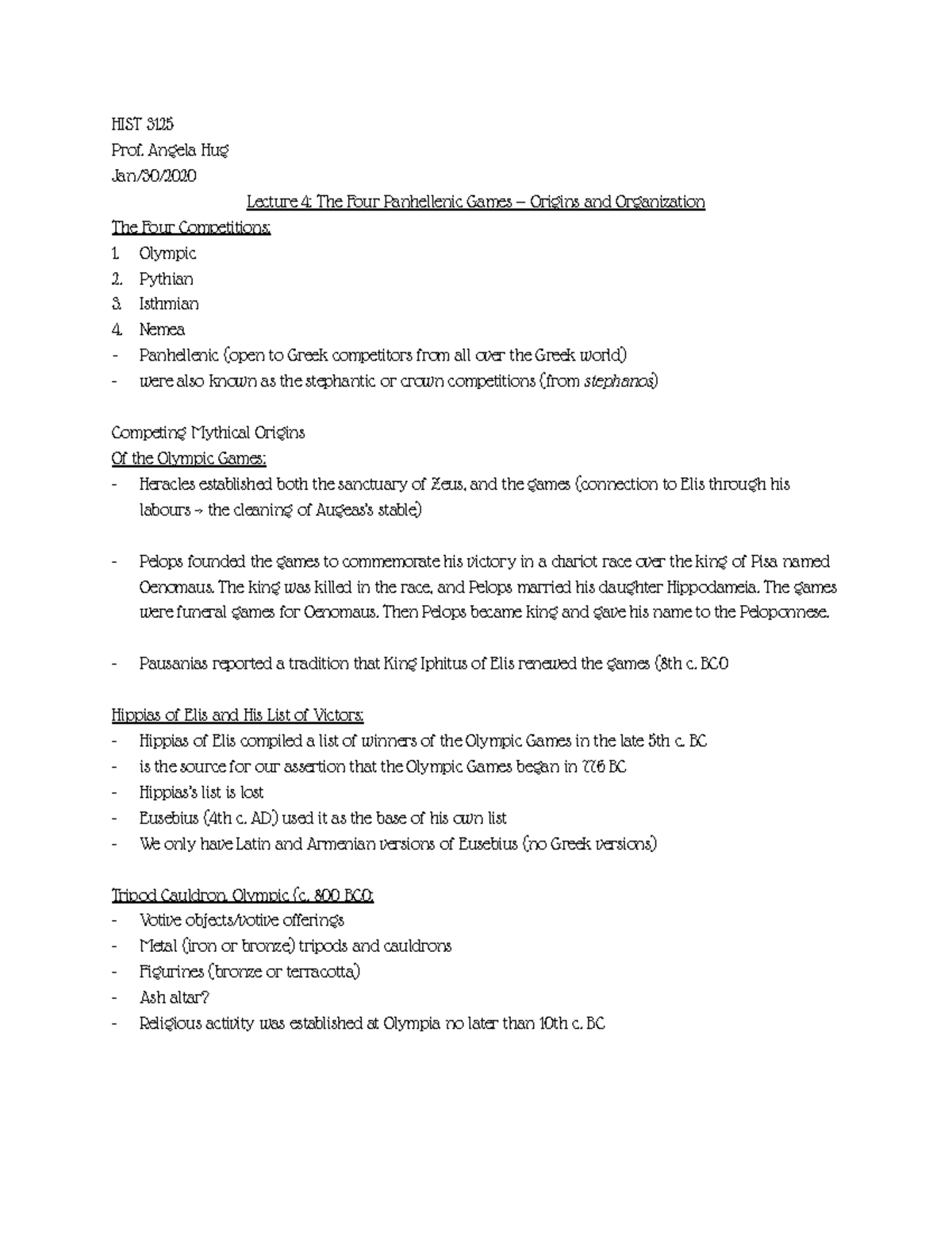 HIST 3125 lecture 4 - Winter 2020 Professor Angela Hug - HIST 3125 Prof ...