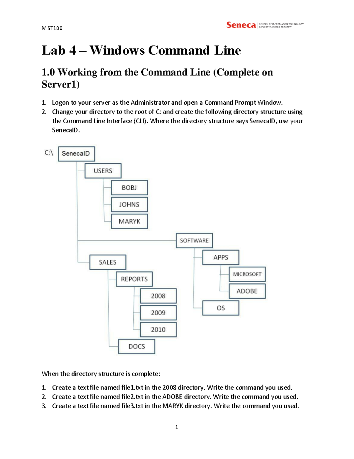Lab 4 - Windows Command Line - MST Lab 4 – Windows Command Line 1 ...