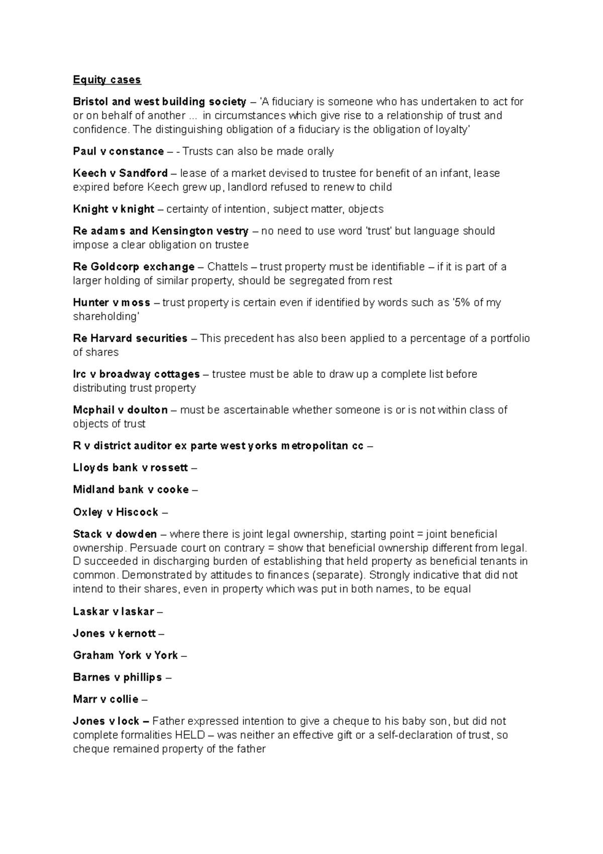 Equity cases - Case notes - Equity cases Bristol and west building ...