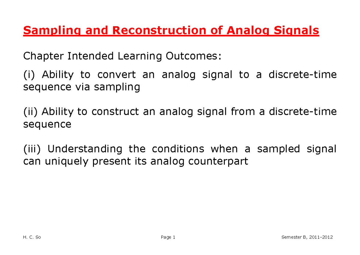 Ee3202 4 - I AM - Sampling and Reconstruction of Analog Signals Chapter ...