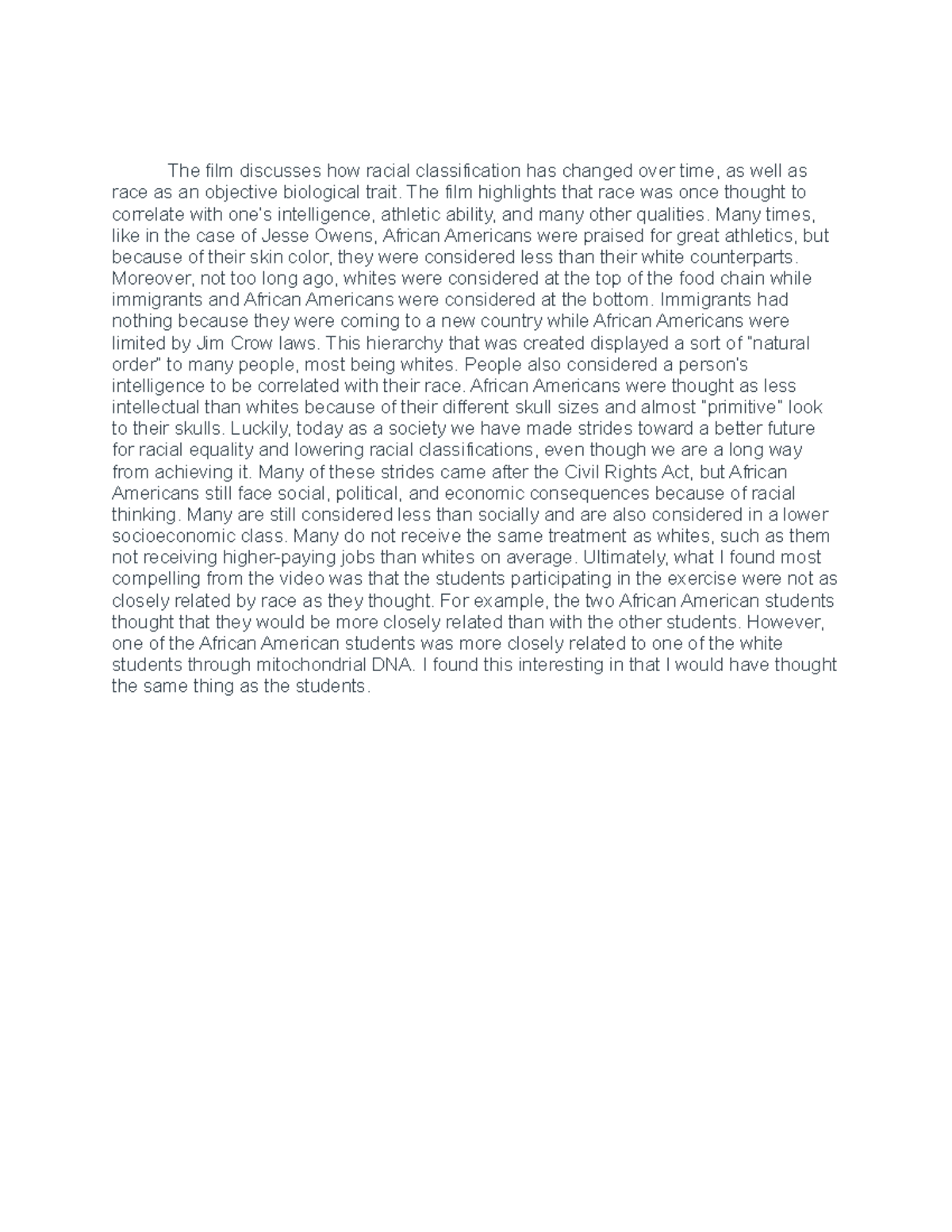 Reflection of Race The Power of an Illusion - The film discusses how ...