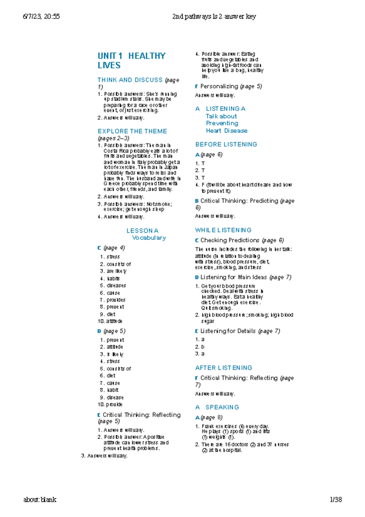 698348971 Pathways 2 Answer Key Rebecca Tarver Chase Z Library - UNIT 1 ...