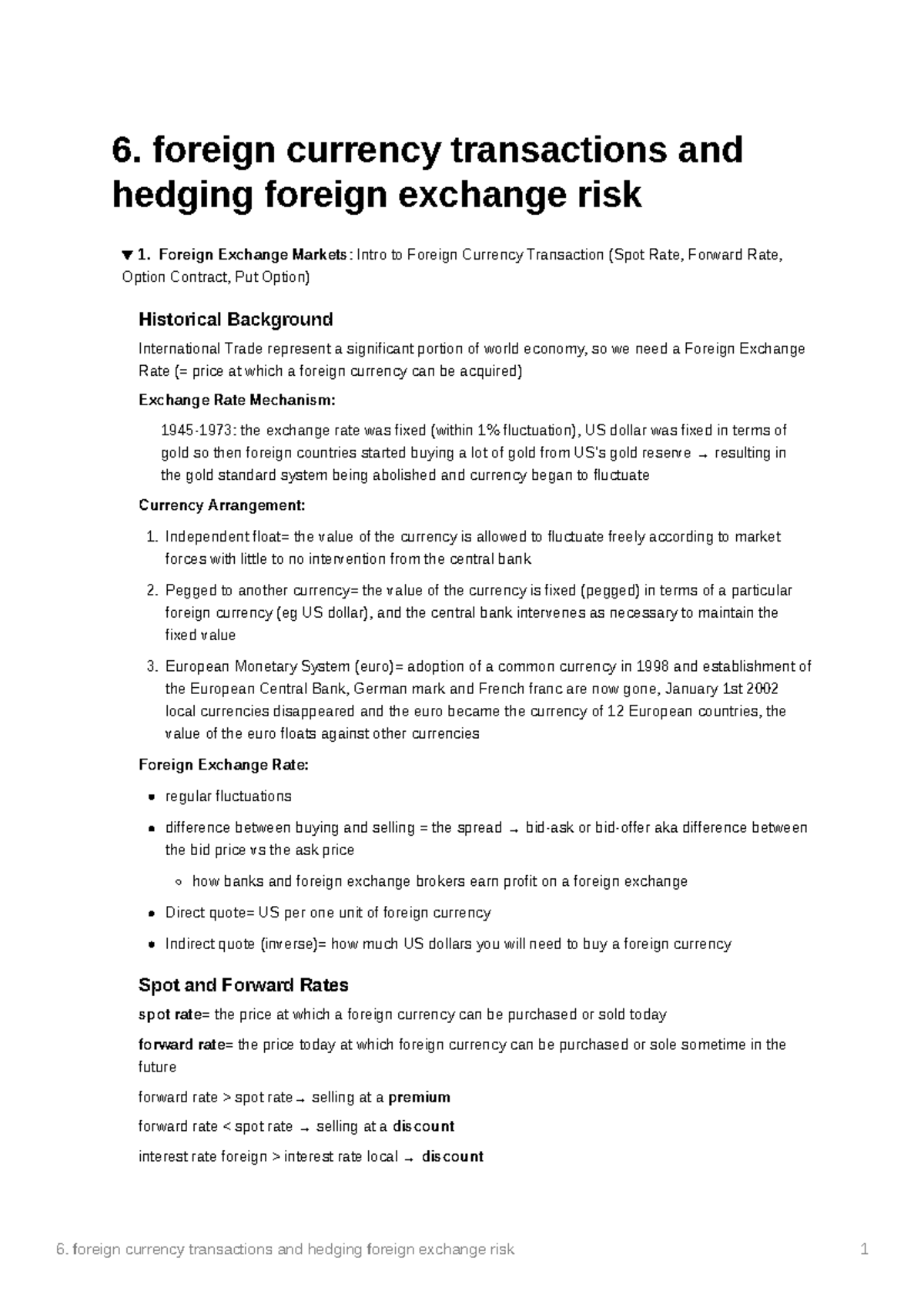 Foreign currency transactions and hedging foreign exchange risk - 6. foreign currency ...