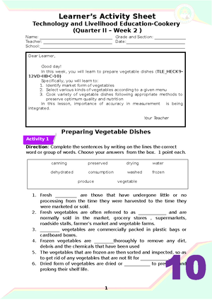 G10 TLE Cookery Q2 W1 - PREPARE VEGETABLE DISHES (PERFORM MISE' EN ...