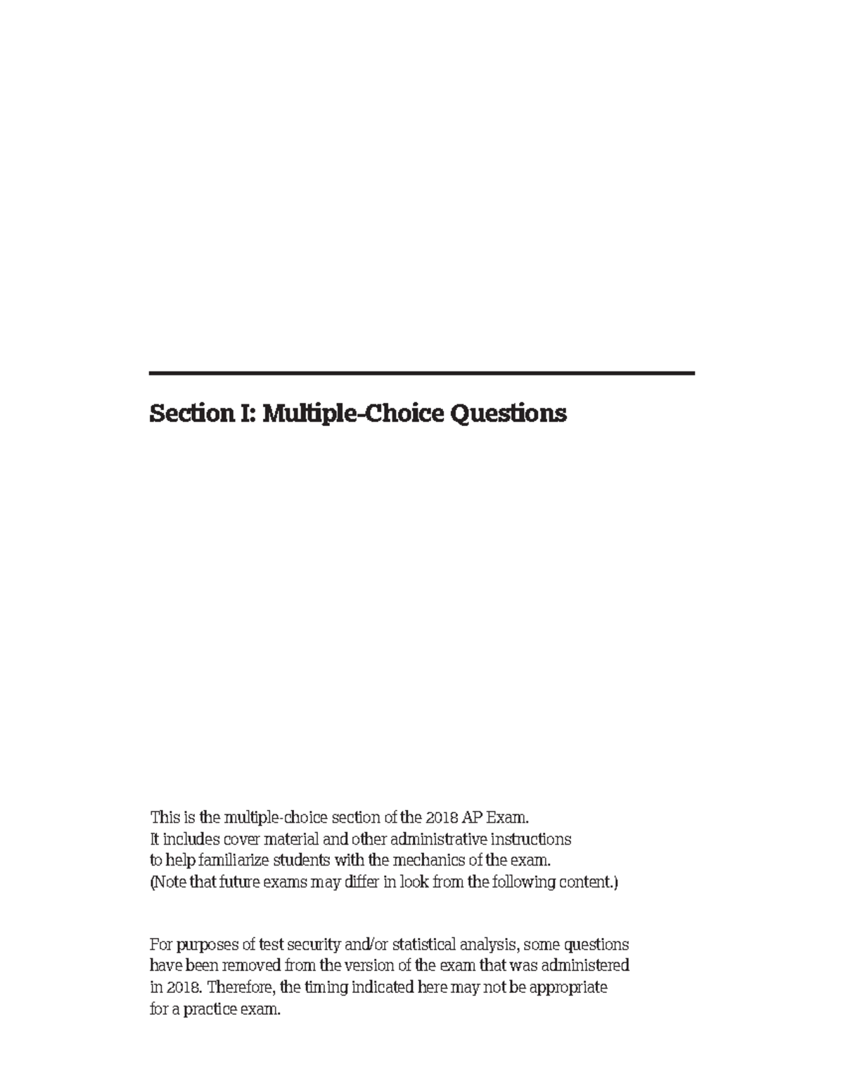 AP Chemistry MCQ - Section I: Multiple-Choice Questions ####### This is ...