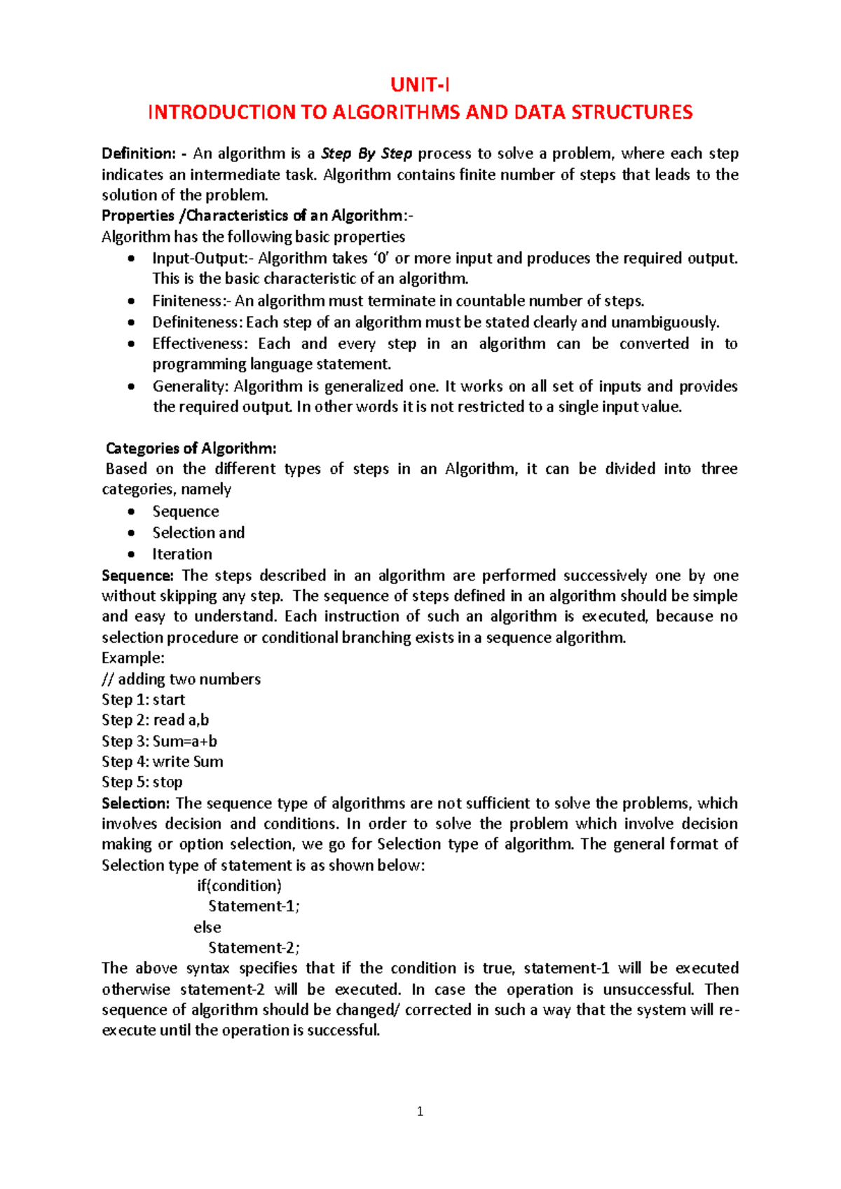DATA Structure Notes - Very nyce - UNIT-I INTRODUCTION TO ALGORITHMS ...