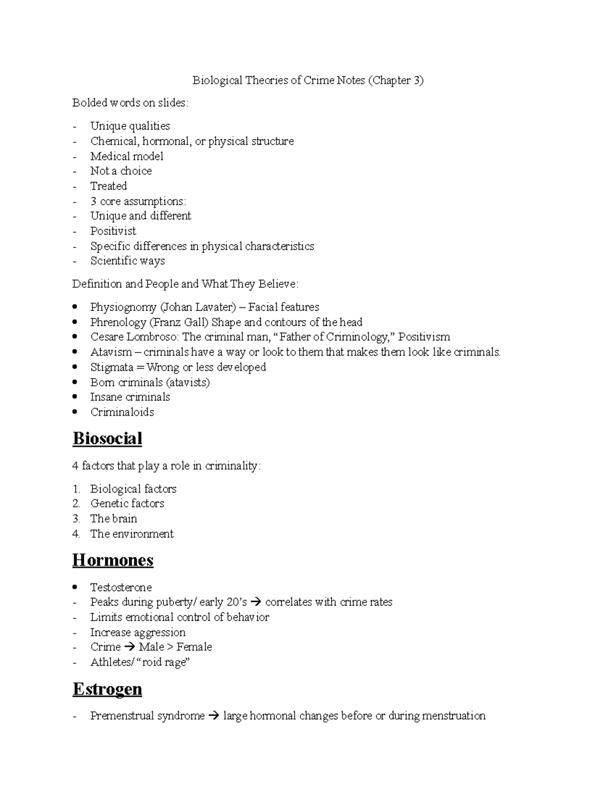 Notes.docx - Mackenzie McBride, Carroll Building - Biological Theories ...