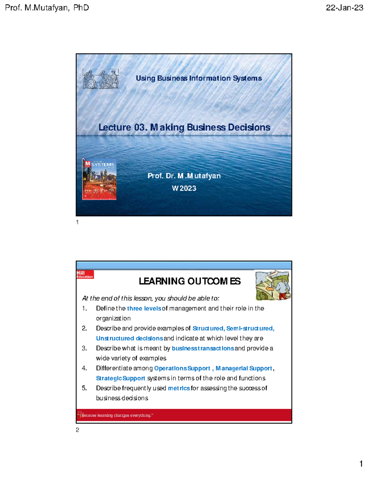 Making Business Decisions in Business Information Systems - Studocu