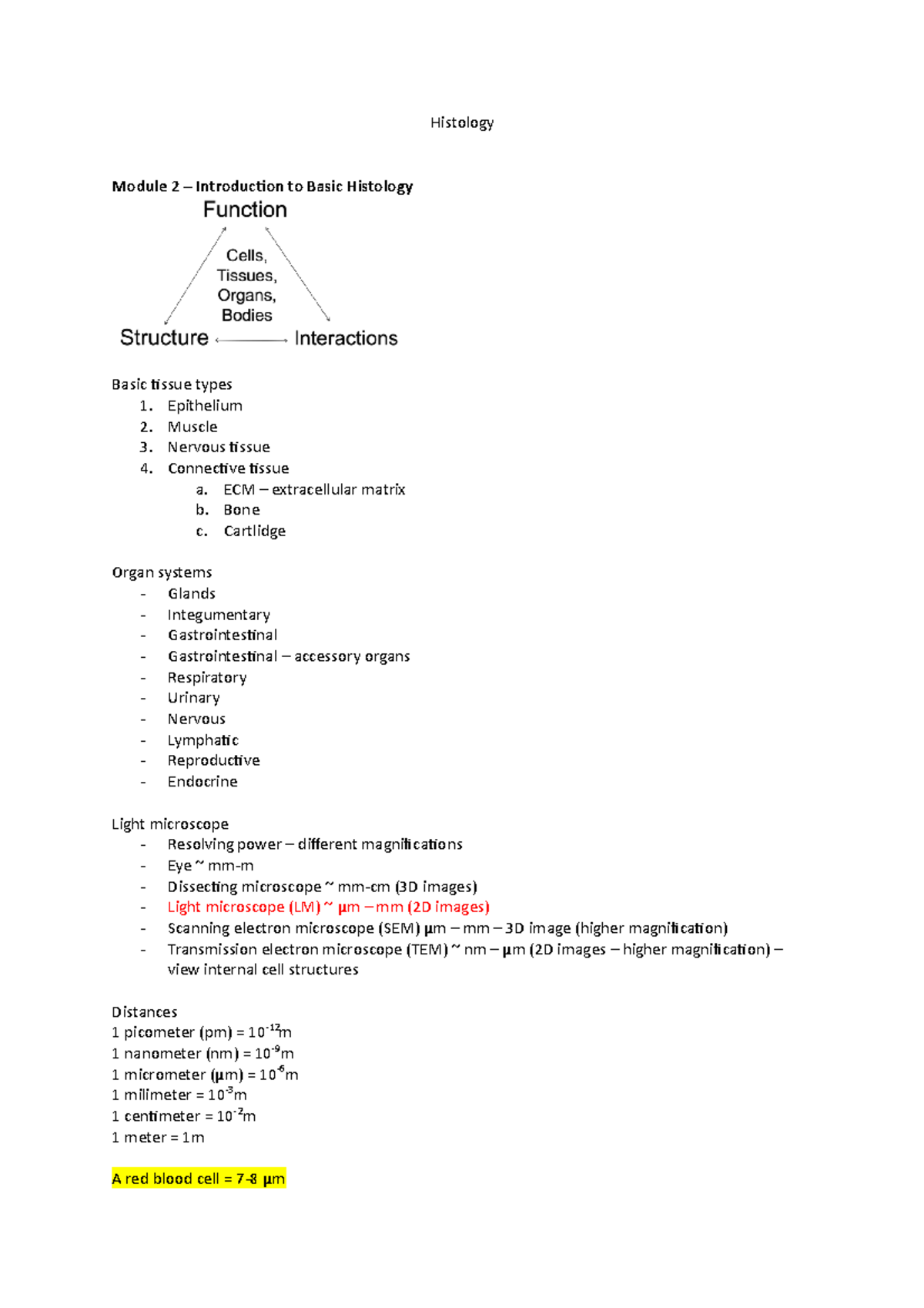 Basic Histology Notes - Histology Module 2 – Introduction to Basic ...