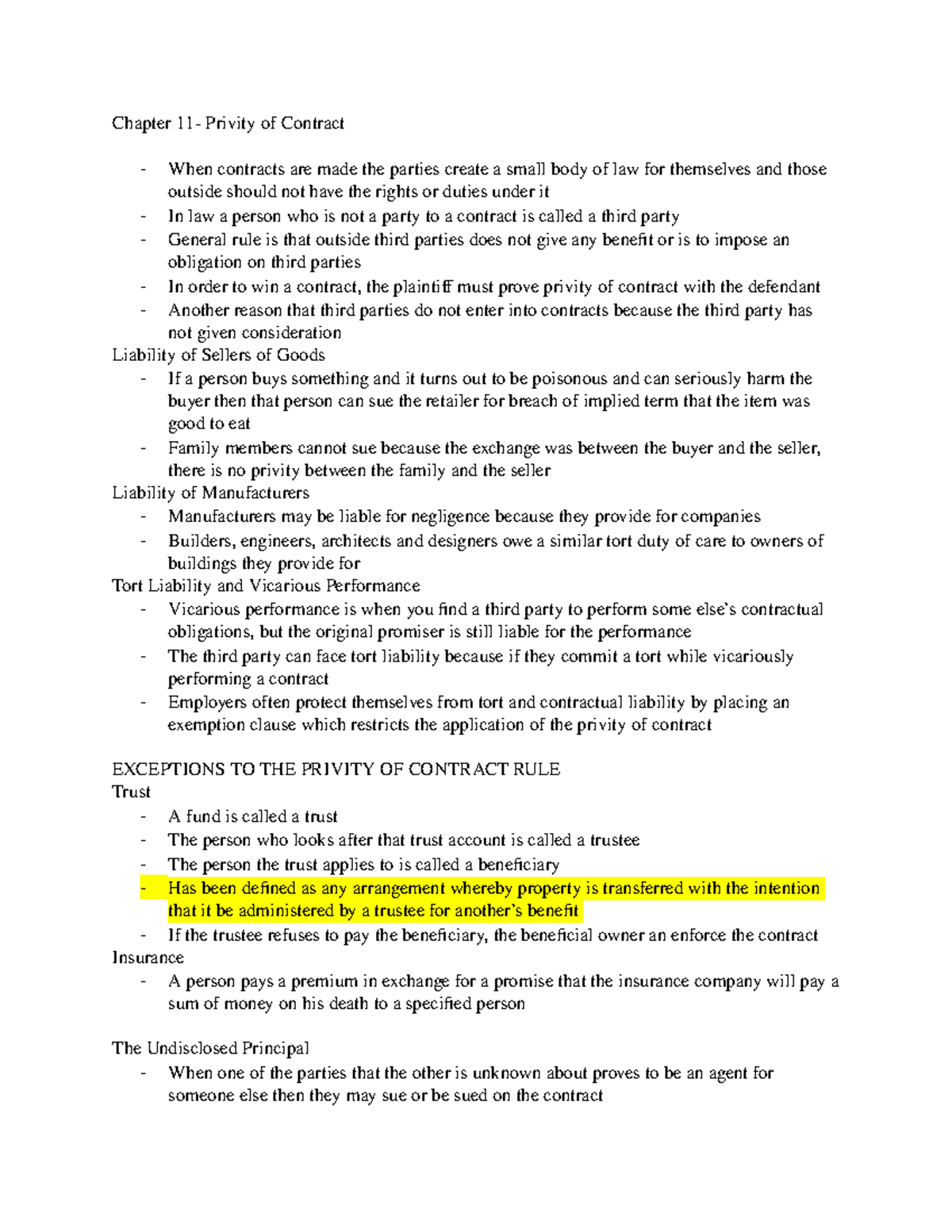 Chapter 11- Privity of a Contract - Chapter 11- Privity of Contract ...