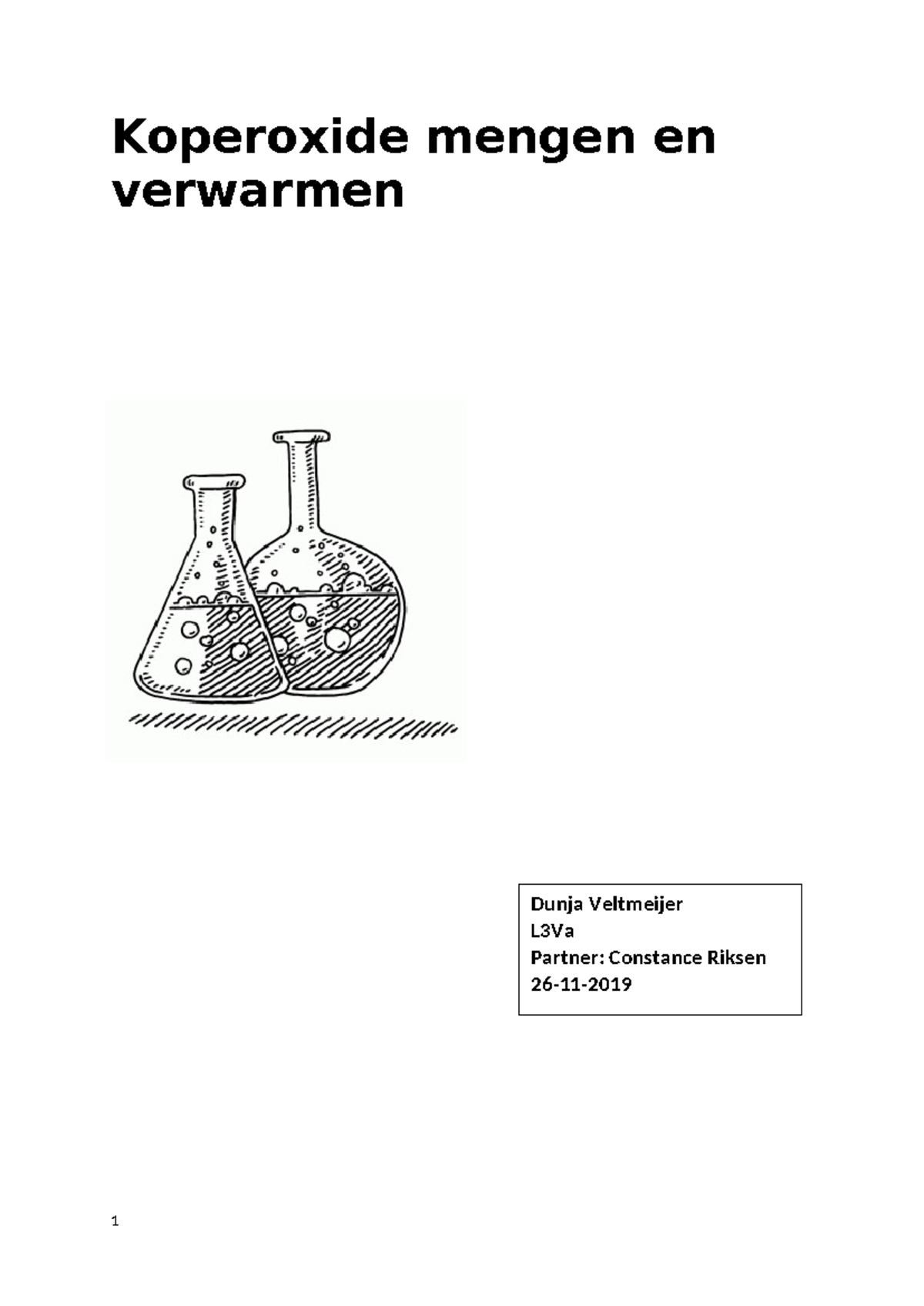 Scheikunde practicum koperoxide - Koperoxide mengen en verwarmen Dunja ...