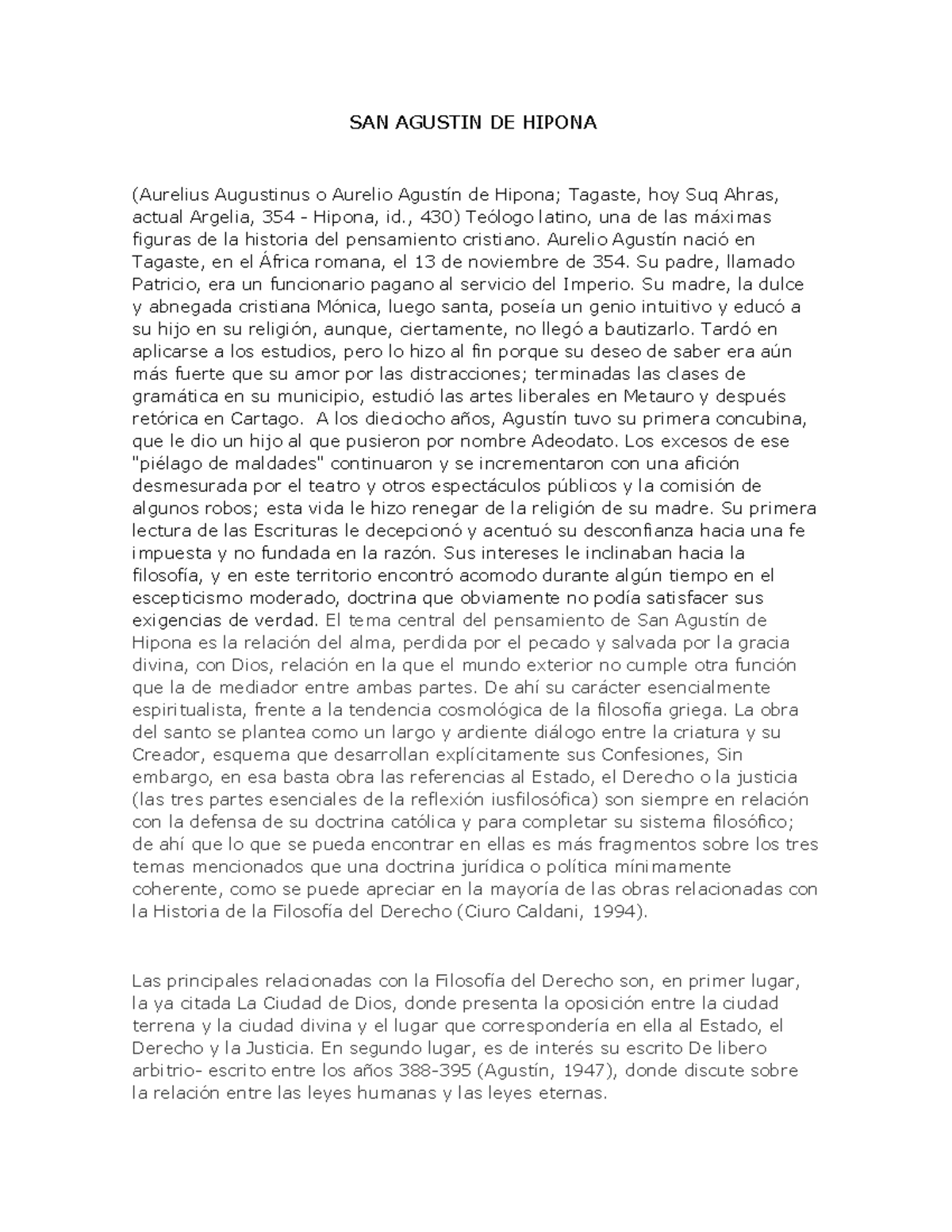 SAN Agustin DE Hipona - Nota: 4.0 - SAN AGUSTIN DE HIPONA (Aurelius ...