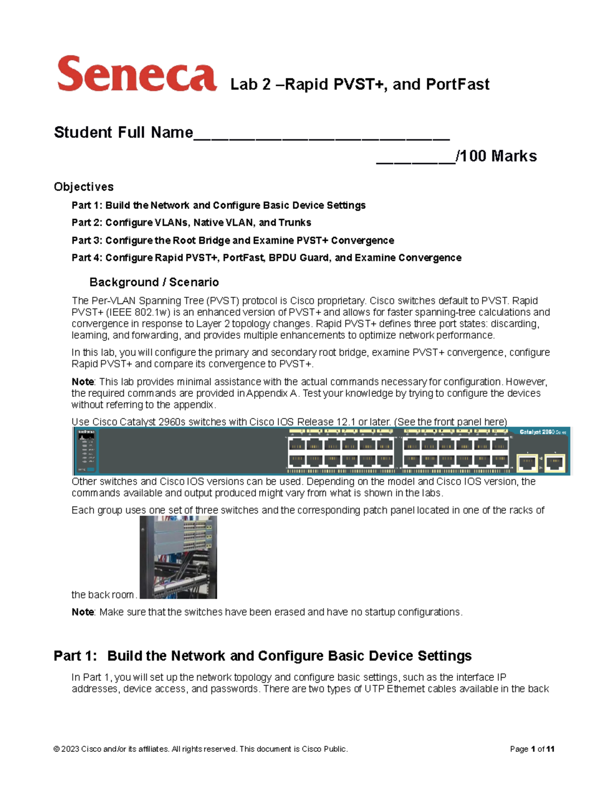 CSN205 Lab 2 2022 - assignment with answers - Lab 2 –Rapid PVST+, and PortFast Student Full ...