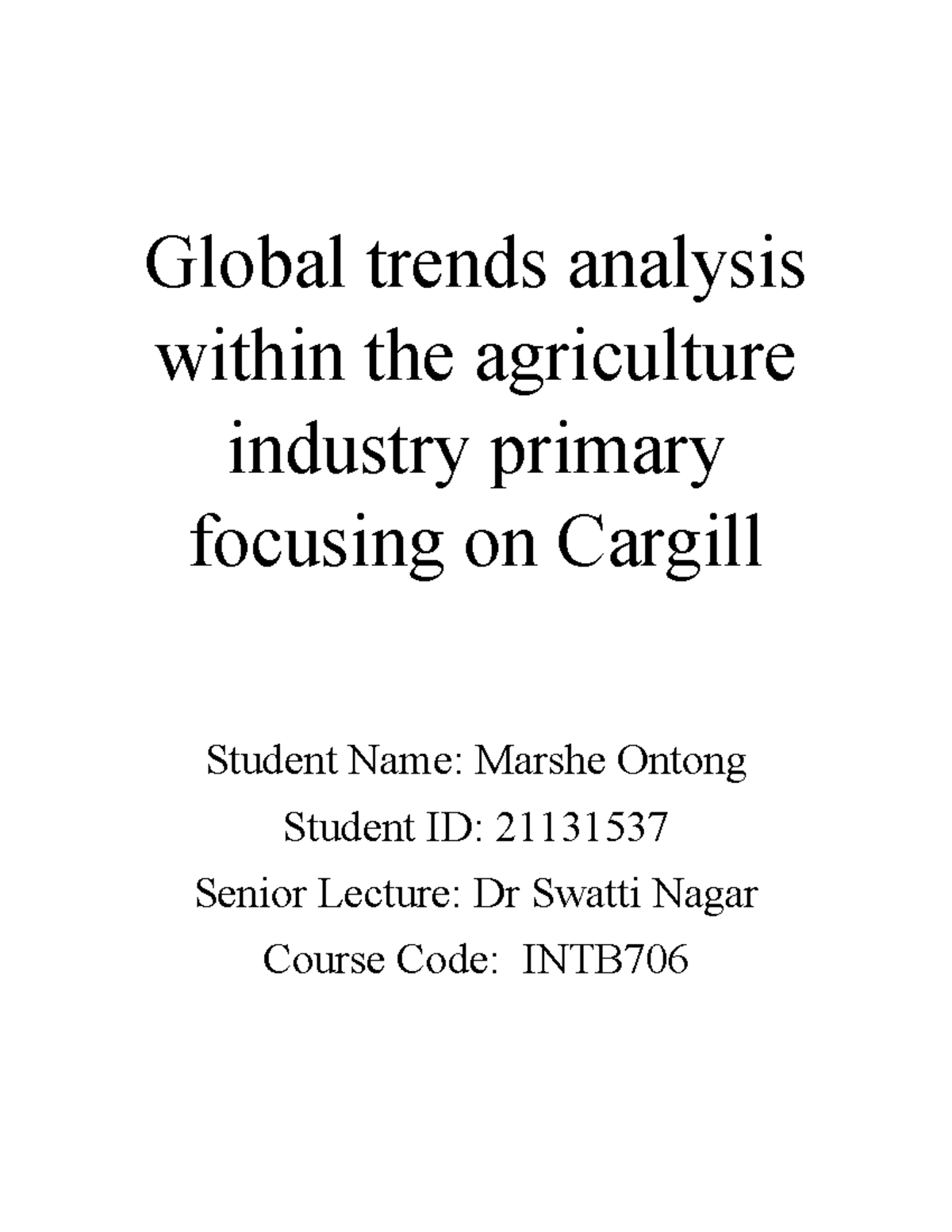 Global trends and the Firm1 - Global trends analysis within the ...