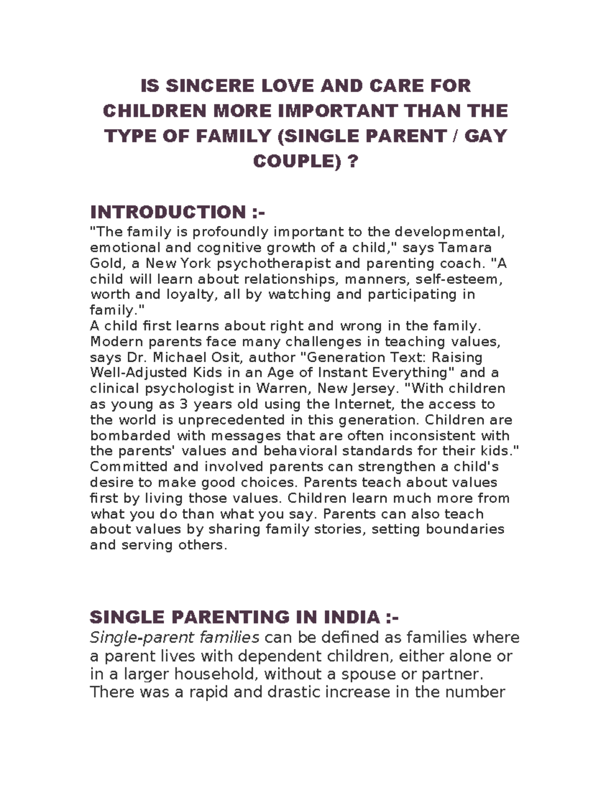 IS Sincere LOVE AND CARE FOR Children MORE Important THAN THE TYPE OF ...