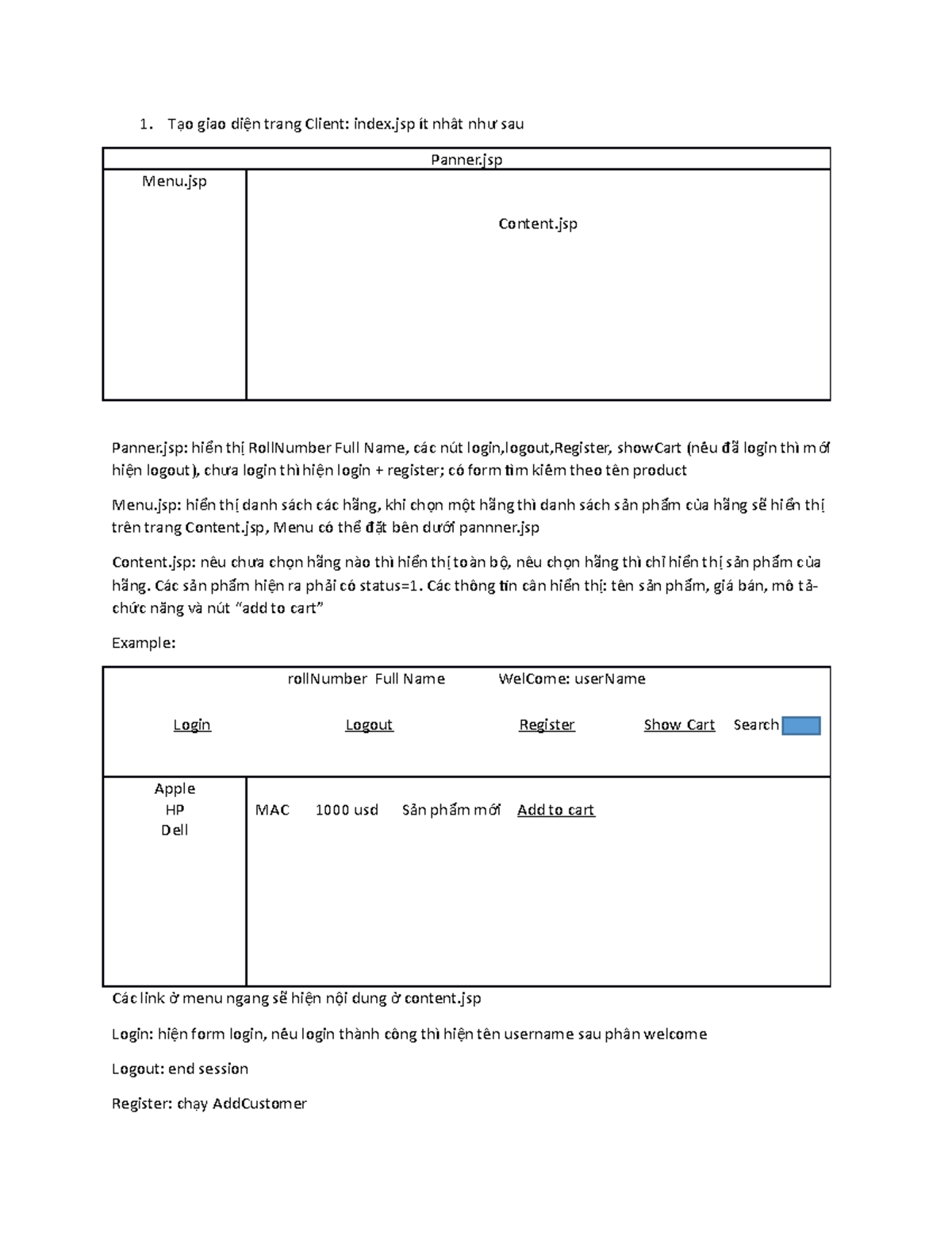 Project - ggg - 1. T o giao di n trang Client: index ít nhấất nhạ ệ ưsau Panner Menu Content ...
