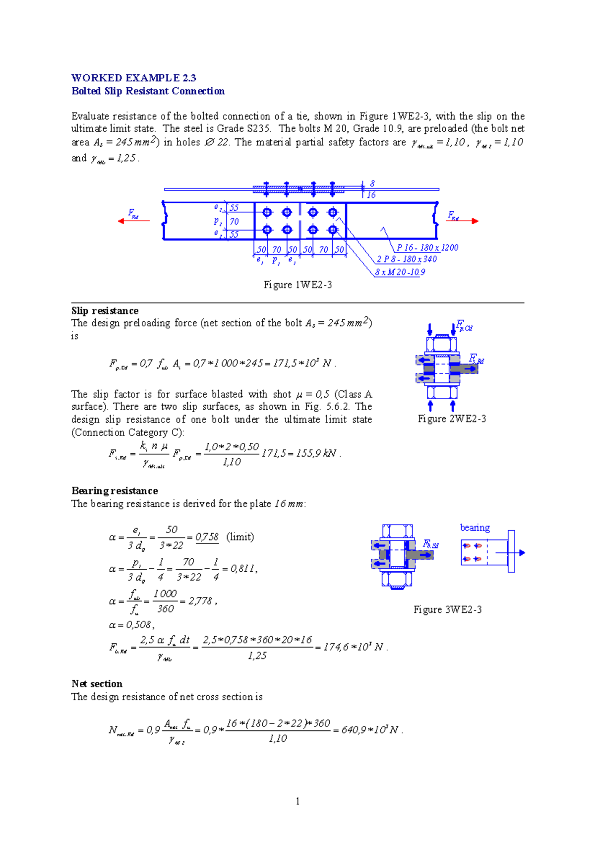 Bolts-Example 2-3 - Bolts examples - WORKED EXAMPLE 2 Bolted Slip ...