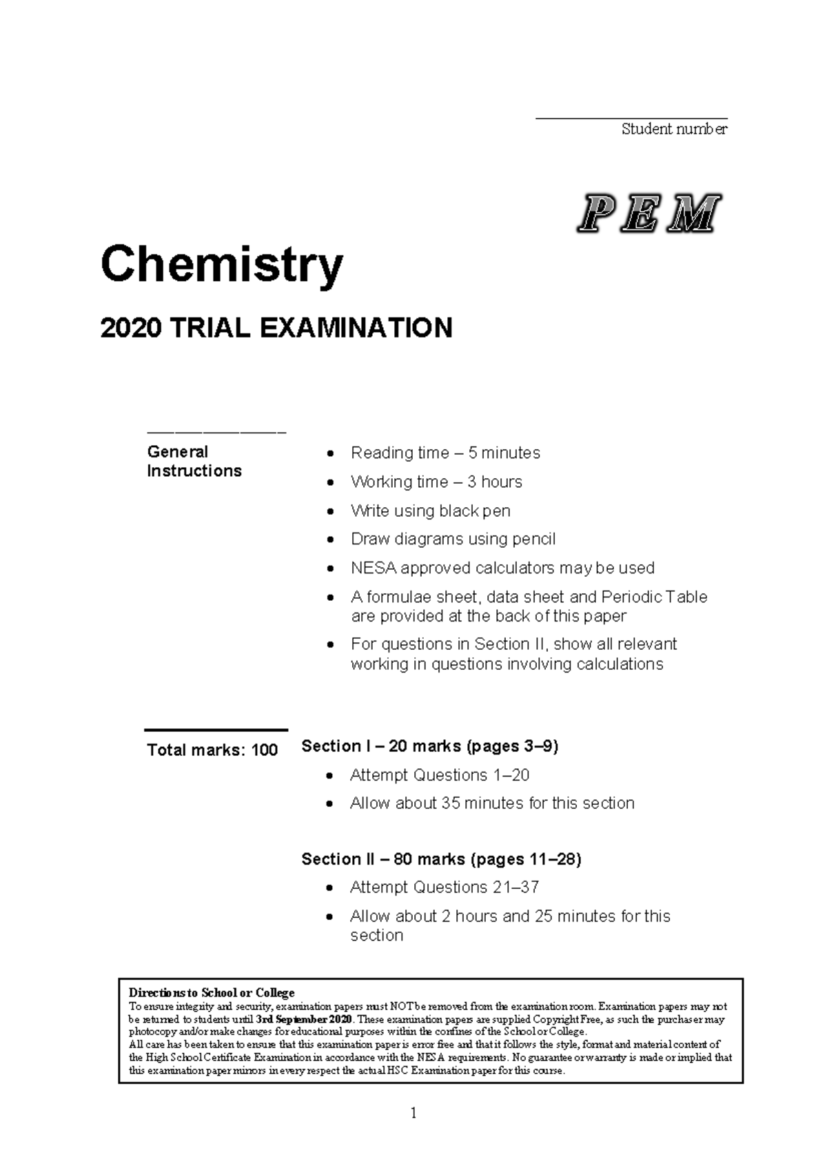 2020 PEM Q - 2020 PEM PAST PAPER CHEM ...