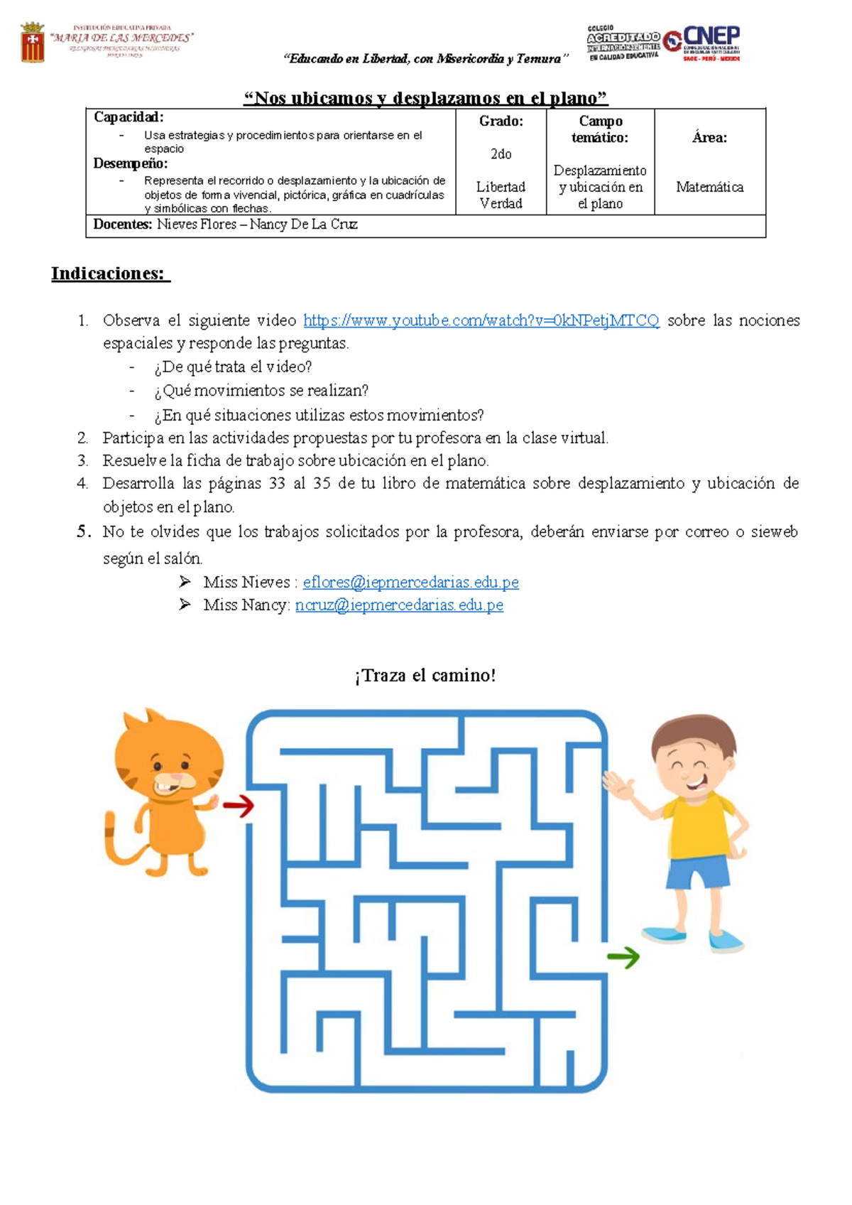 Ficha 10 mate 2DO G Nancy Nieves - “Nos ubicamos y desplazamos en el ...