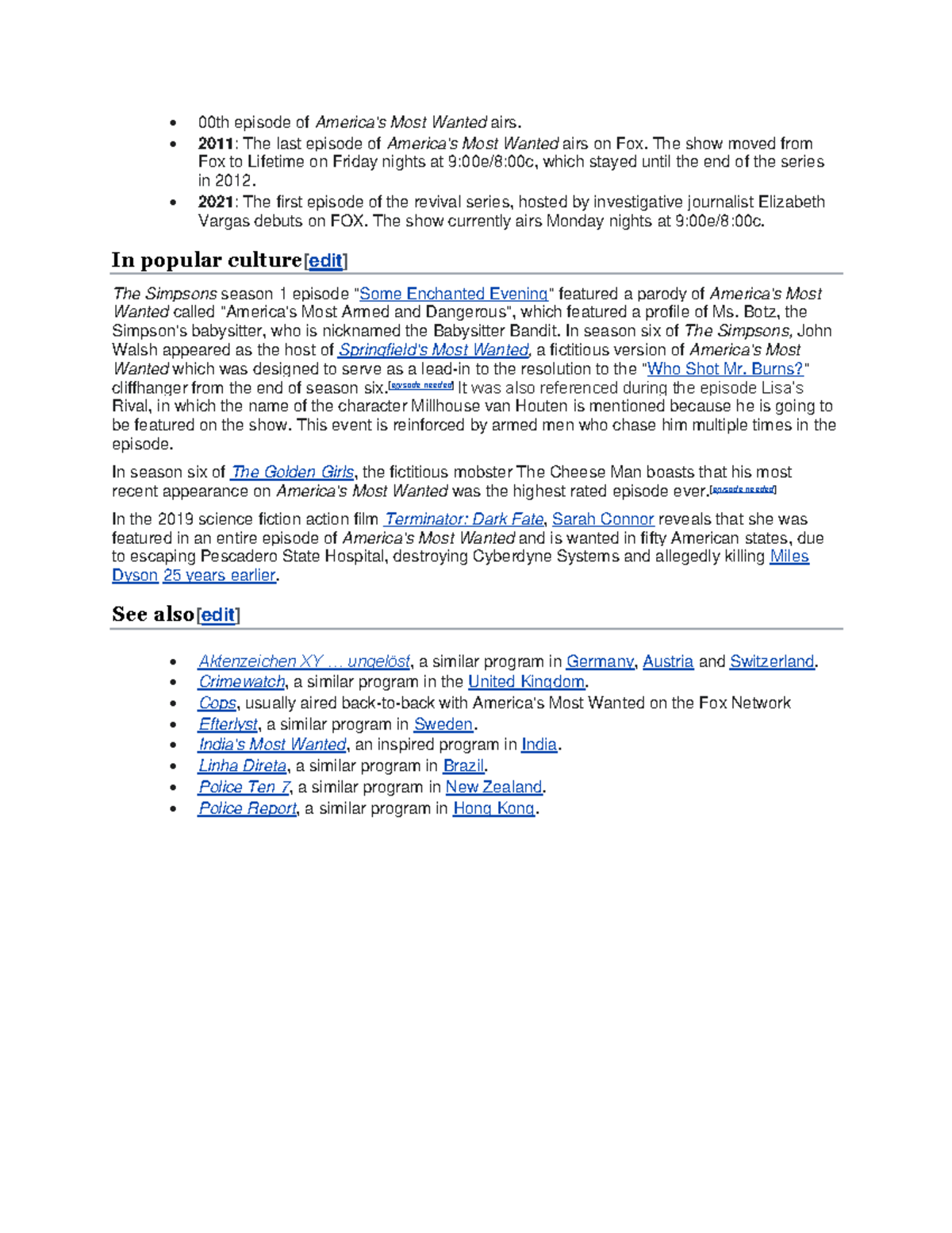 00th episode of - Lecture notes 6 - 00th episode of America's Most ...