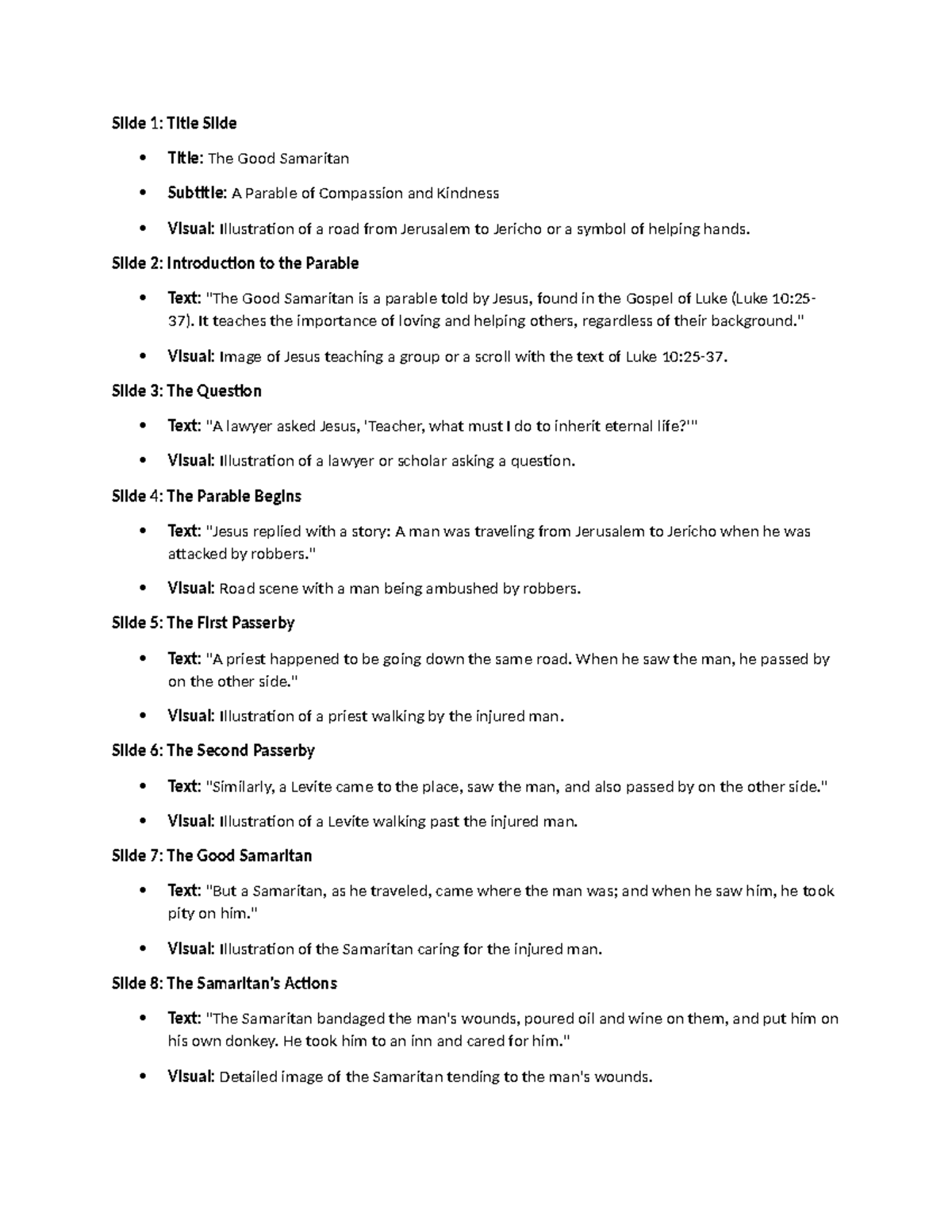 The good samaritan - this is for values education - Slide 1: Title ...