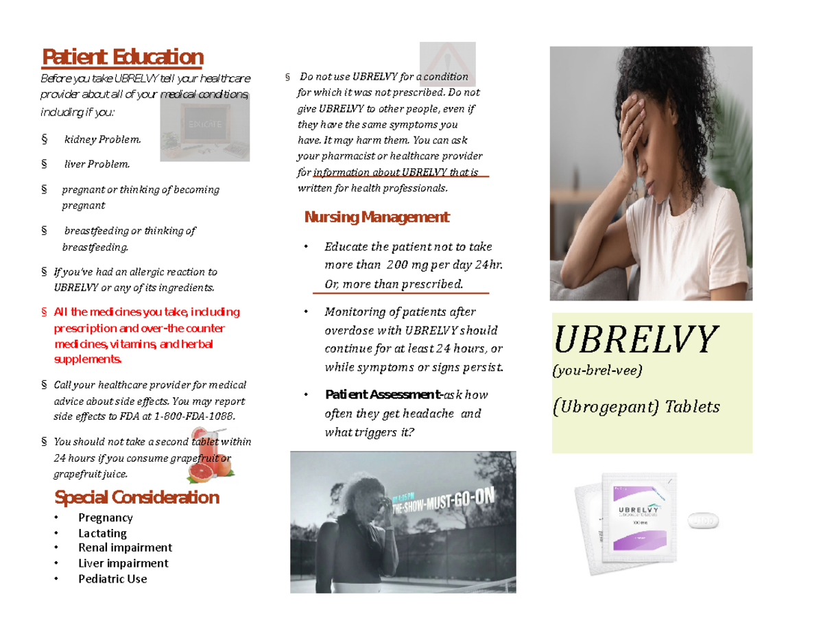293 RUA WORD - Pharmacology medication leaflet. - Beforeyou takeUBRELVY ...