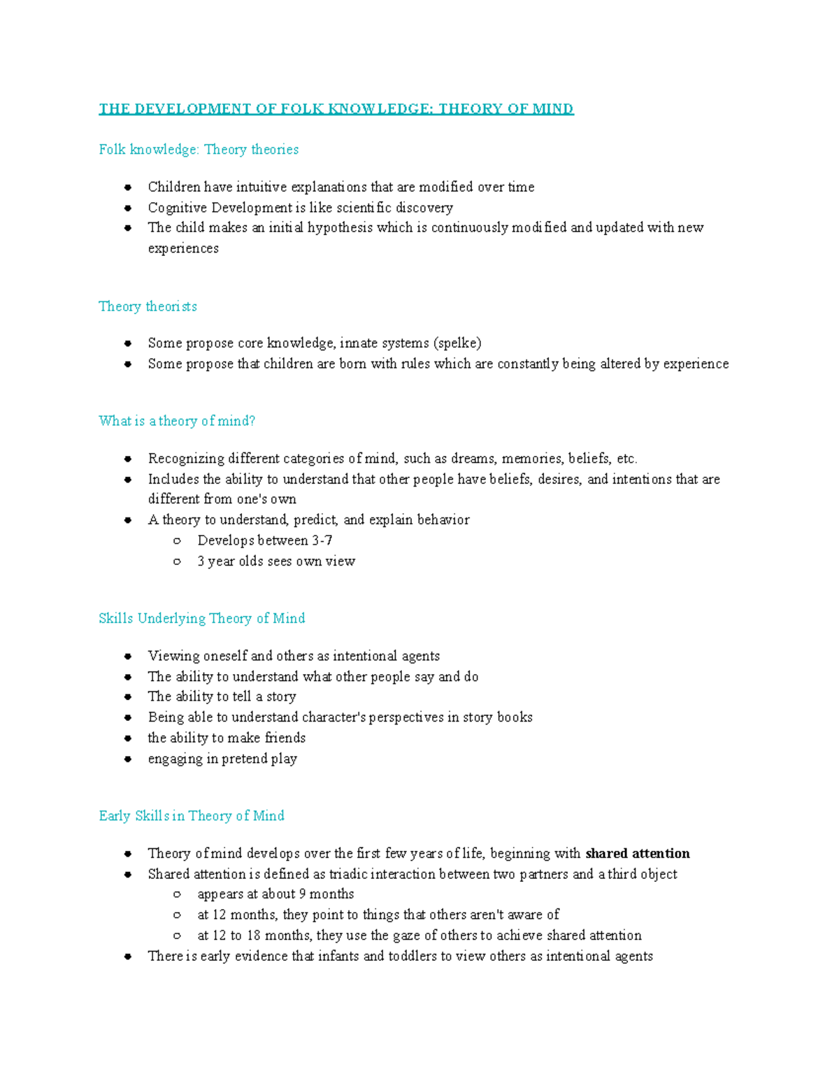 CHDV 137 theory of mind - THE DEVELOPMENT OF FOLK KNOWLEDGE: THEORY OF ...