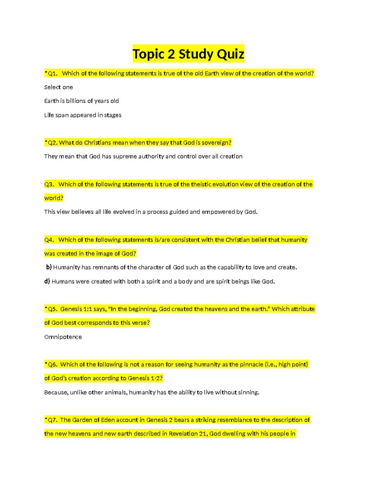 Topic 2 study quiz - Topic 2 Study Quiz *Q1. Which of the following ...