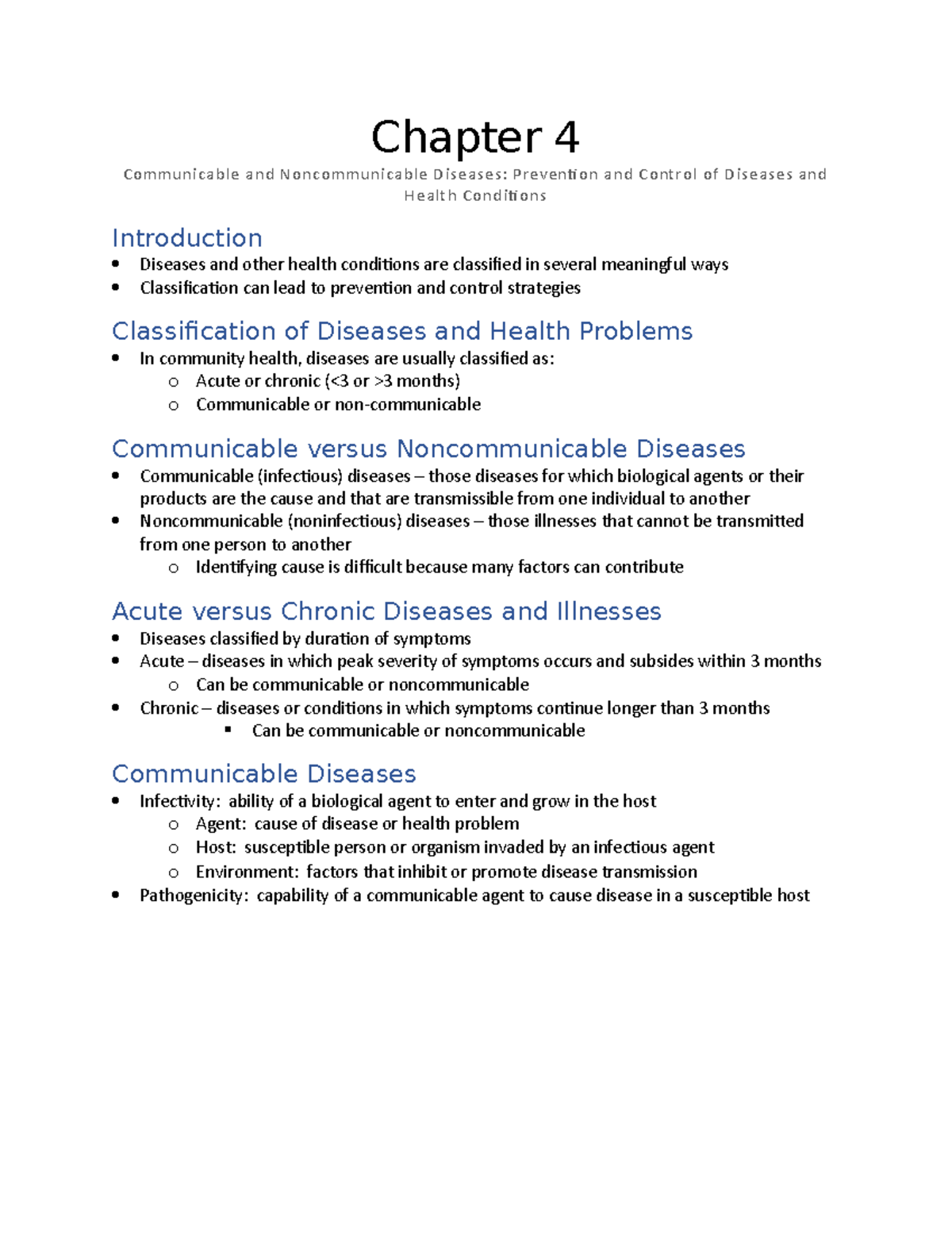 PUBH - Chapter 4 - Chapter 4 Communicable and Noncommunicable Diseases ...