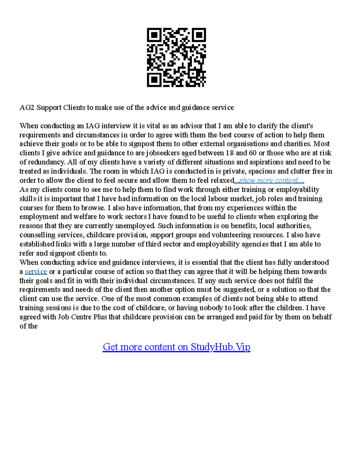 Essay About Advice - AG2 Support Clients to make use of the advice and ...