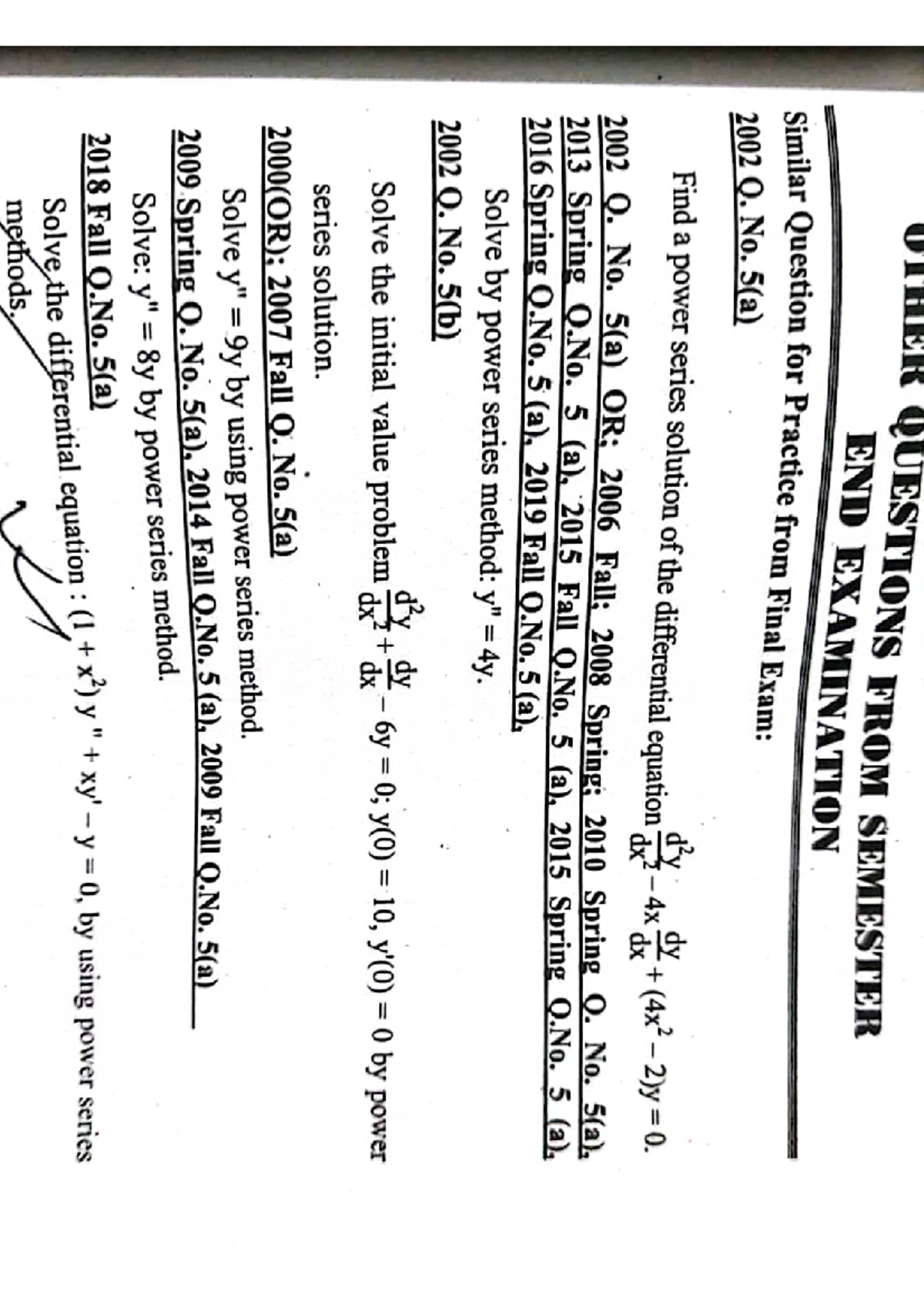 Power-Series - Calculus II assignment - OTHER QUESTIONS FROM SEMESTER END EXAMINATION Similar ...