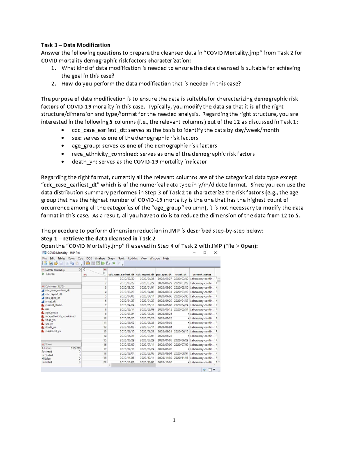 2 3 data modification UKY tutorial explanation for how to use JMP - 1 ...
