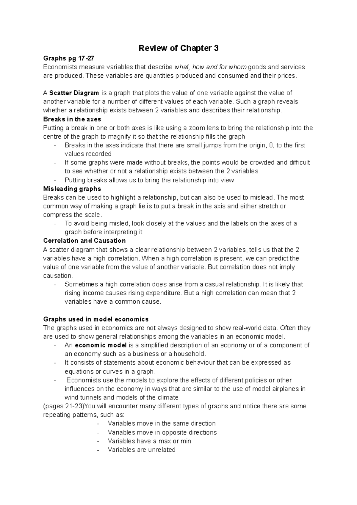 Test 1 version A - Review of Chapter 3 Graphs pg 17- Economists measure ...