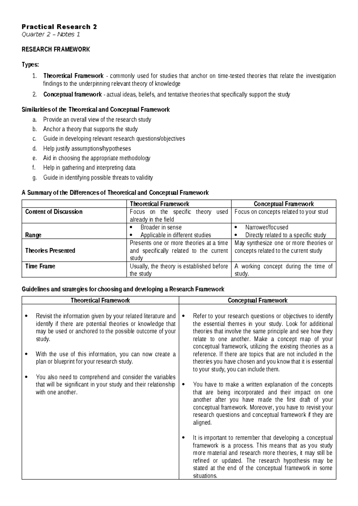 M8 Research Framework - Practical Research 2 Quarter 2 – Notes 1 ...