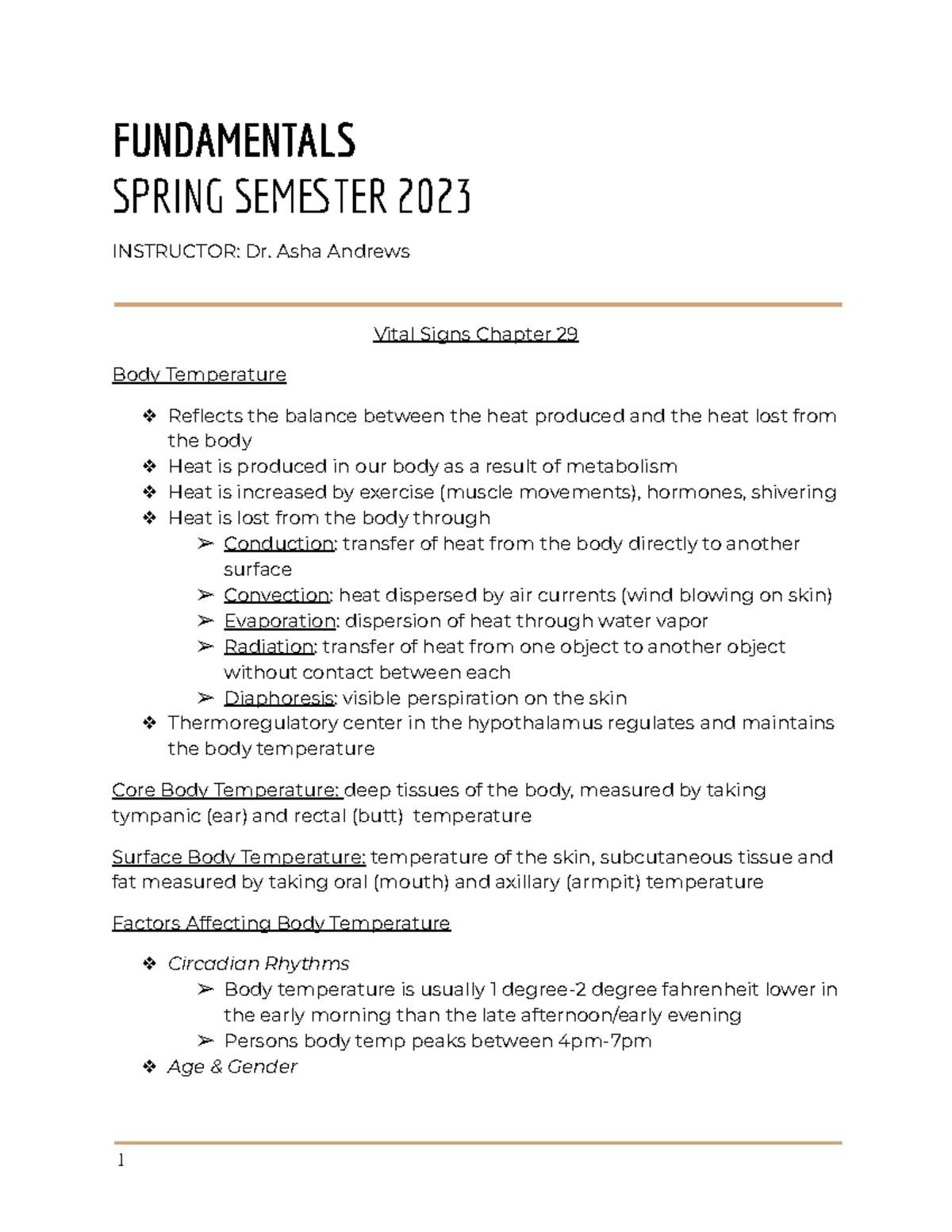 Funds Review EXAM 1 - FUNDAMENTALS SPRING SEMTER 2023 INSTRUCTOR: Dr ...