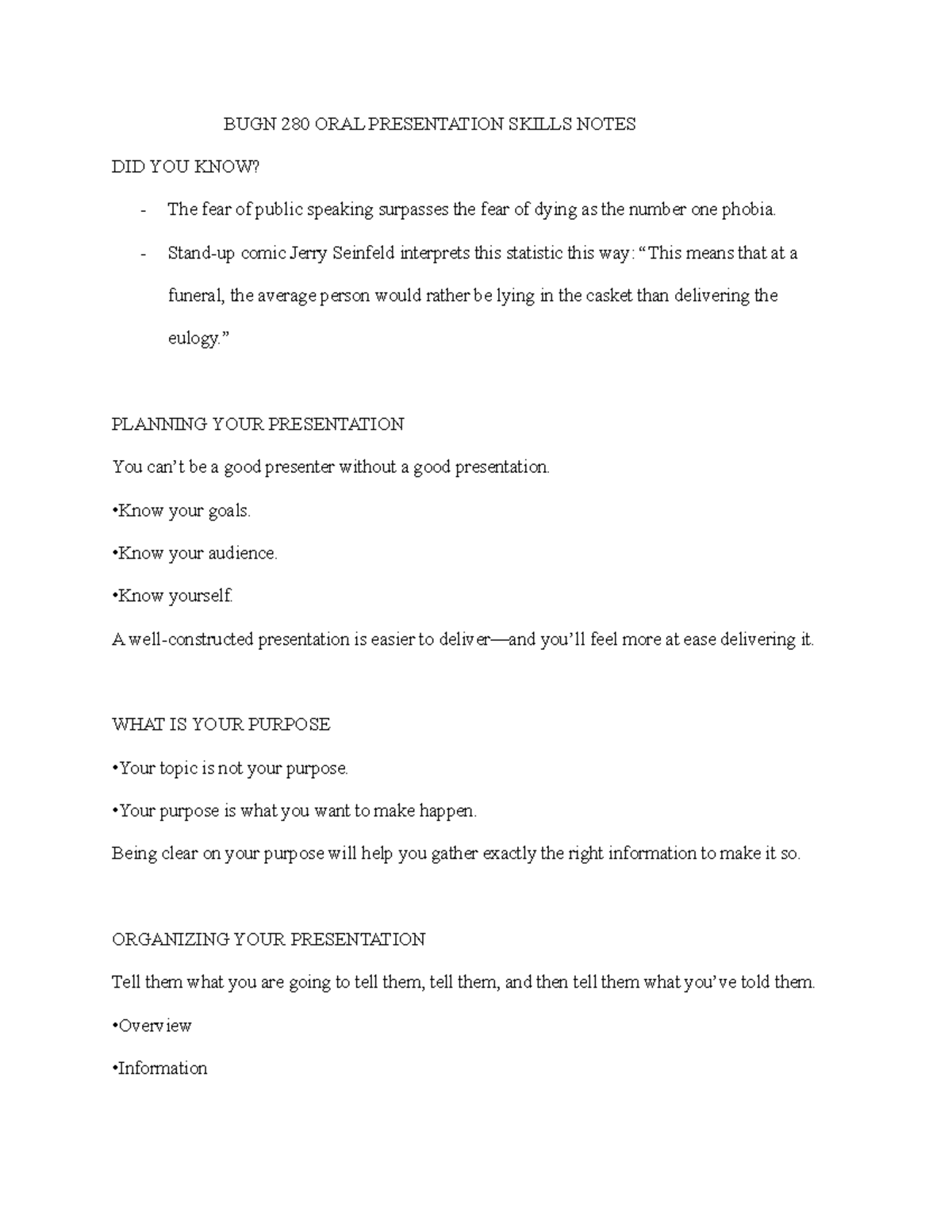 bugn-280-oral-presentation-skills-notes-bugn-280-oral-presentation