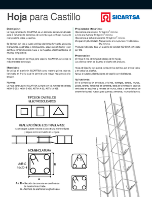 Ficha técnica armex 2 - Hoja para Castillo Descripción: La Hoja para Castillo SICARTSA, es un ...