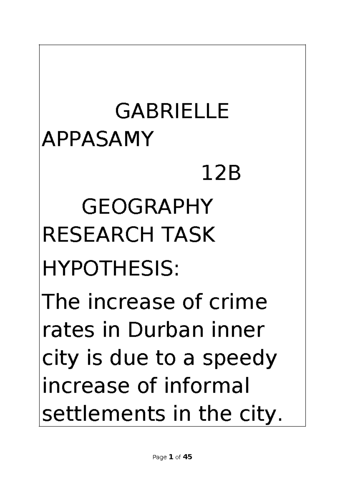 Geography research task grade 12 ART 2 - GABRIELLE APPASAMY 12B ...