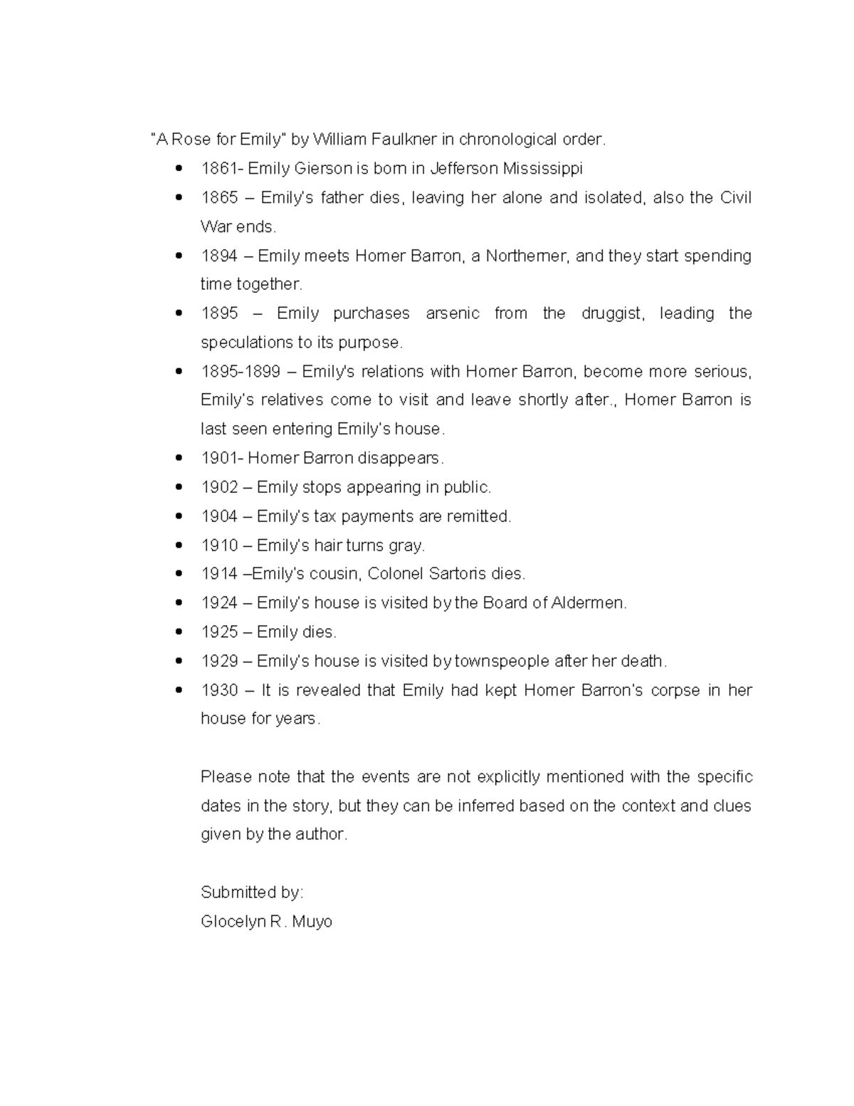 A Rose for Emily - “A Rose for Emily” by William Faulkner in ...