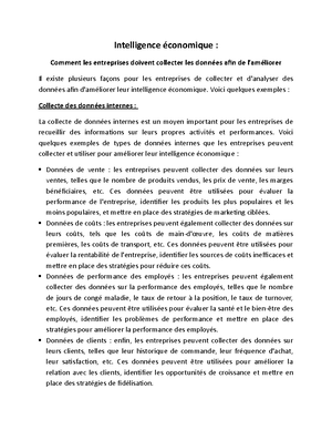 Intelligence Economique Outil d'aide pour faire face à la concurrence ...