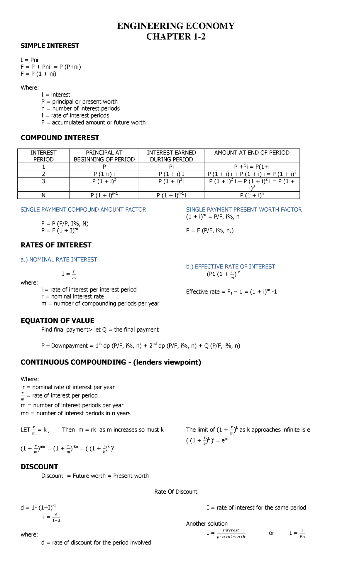 EE Solving CHAP 1-2 - ECONOMCS - ENGINEERING ECONOMY CHAPTER 1- SIMPLE ...