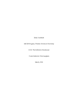 Developing a Reflective Practice Task 1 - Developing a Reflective Practice Carli McCants MSCIN ...