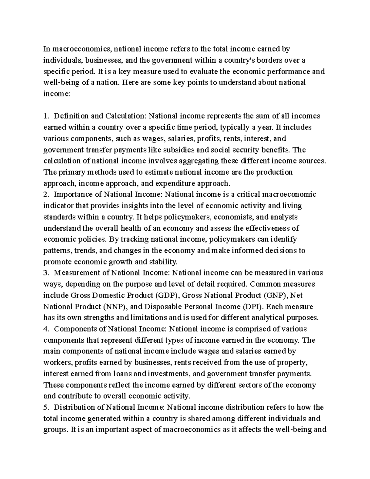 AP Macroecnomics Notes national income - In macroeconomics, national ...