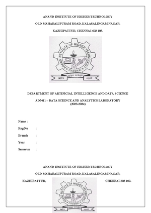 FDSA Lab Manual - Academic Year 2022-2023 (Even Sem) AD3411 DATA ...
